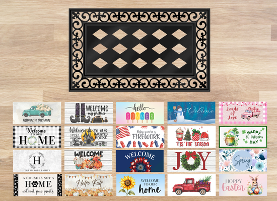 Interchangeable Doormat Insert: Build Your Bundle of 4 inserts + Mat ...