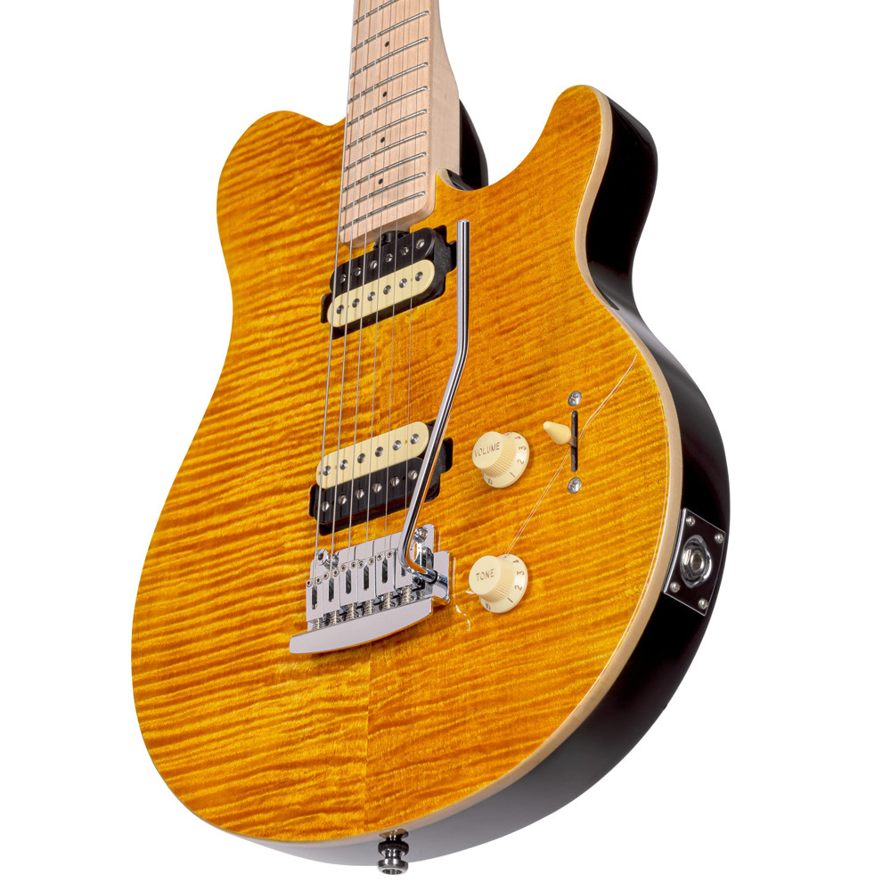 Sterling By Music Man SUB Series Axis Flame Maple Electric Guitar Trans Gold | Alchemy Musical ...