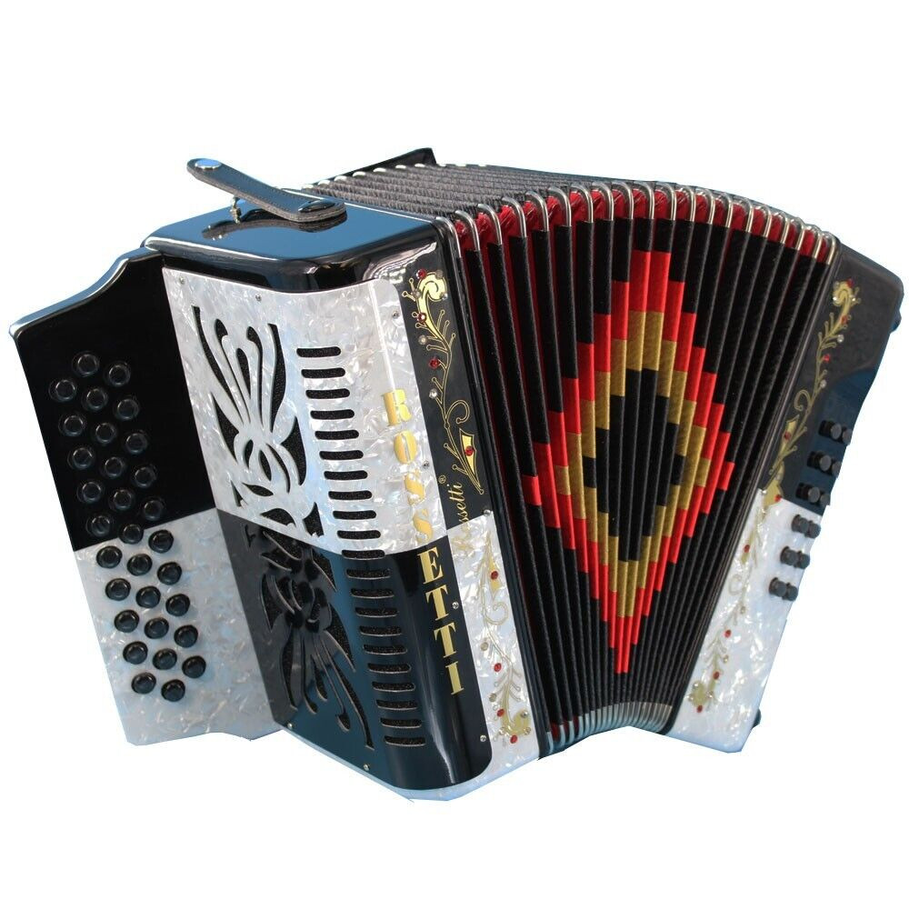 Rossetti 3112 31 Button Diatonic Accordion - White/Black Checker ...