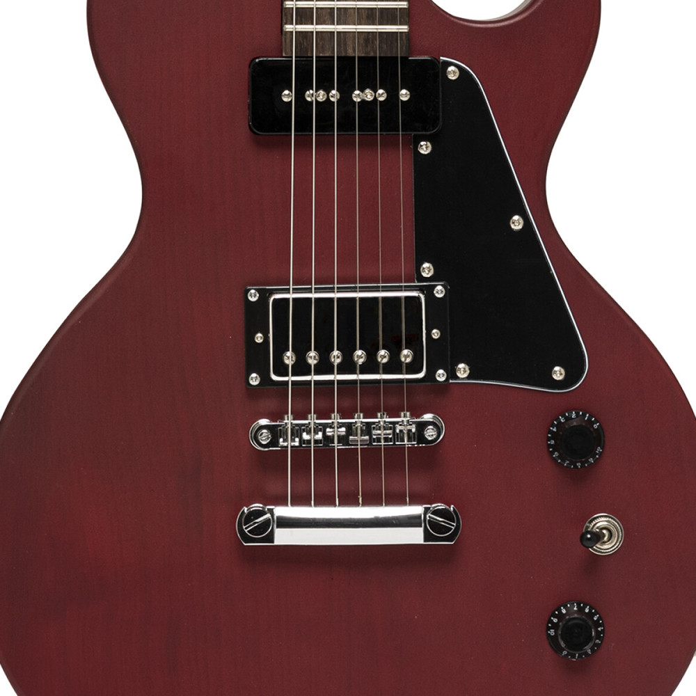 Stagg SEL-HB90 CHERRY Solid Mahogany Flat Top P90 Electric Guitar ...