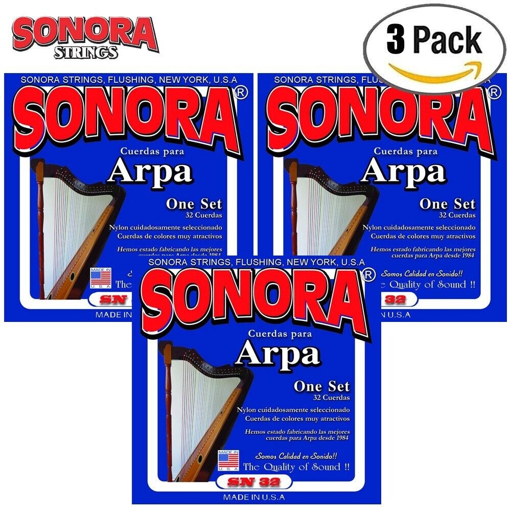 3-PACK Sonora SN32 32-String Arpa Harp Set Made In USA