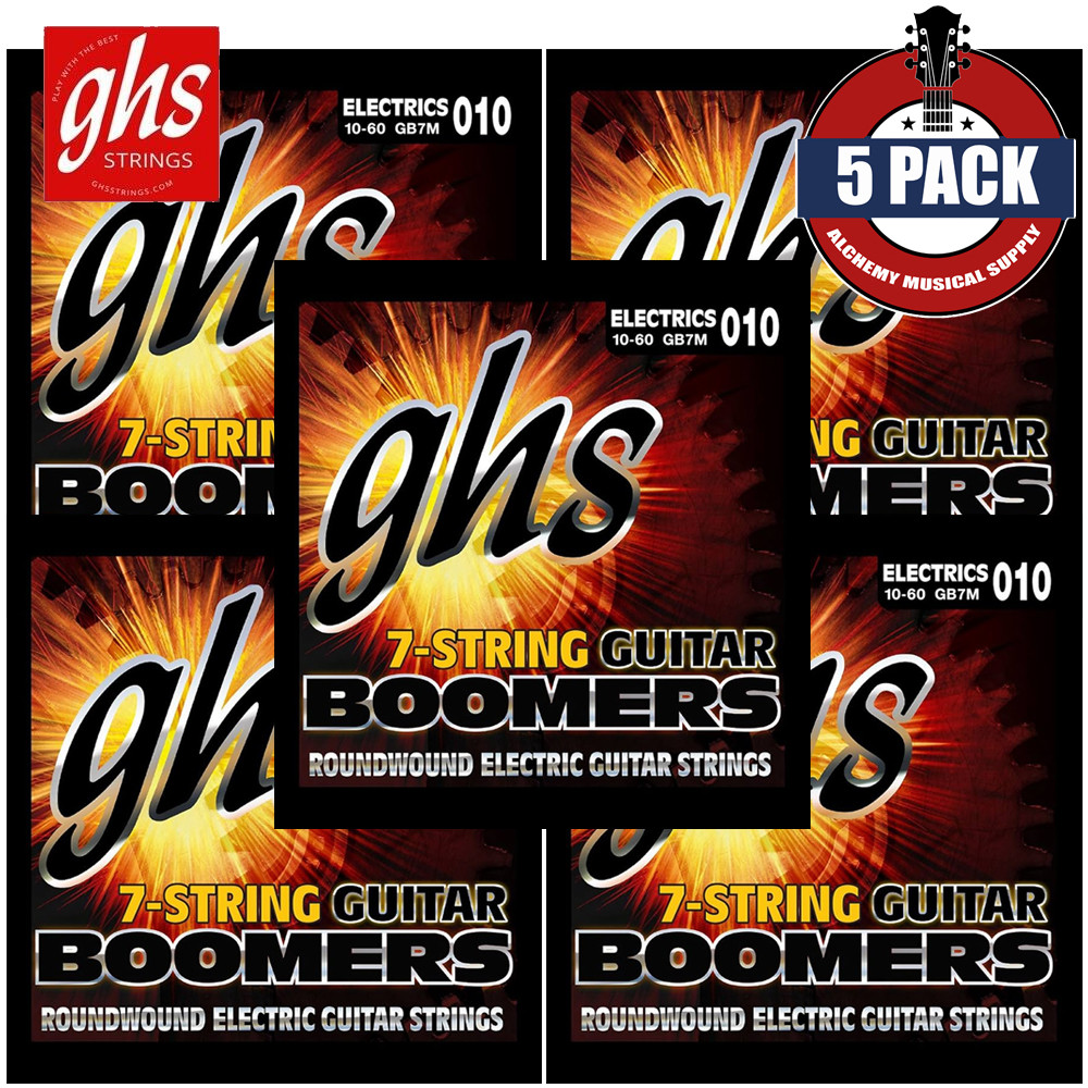 5-PACK GHS GB7M Boomers Nickel Roundwound 7-String Electric Guitar ...