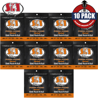 10-PACK SIT S946 Power Wound Nickel Rock N Roll Electric Guitar Strings ...