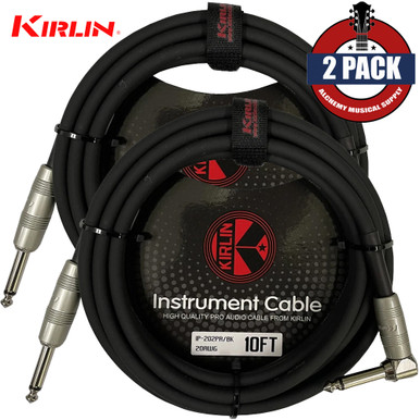 2-PACK Kirlin Original Series 10FT 1/4" Straight To Right Instrument ...