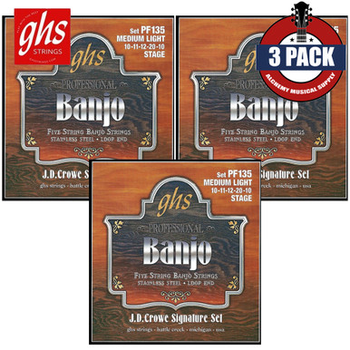 3-PACK GHS PF135 JD Crowe Signature 5-String Stainless Steel Banjo ...