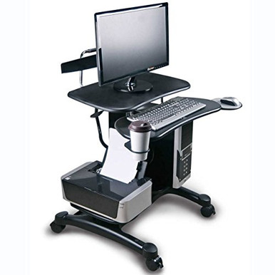 Aidata PCC004P PopDesk PC Cart Sitting/Standing Mobile Computer Desk ...