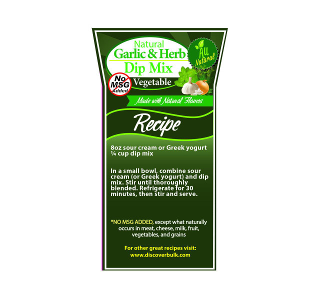 Natural Garlic and Herb Dip Mix, No MSG Added* 5lb
