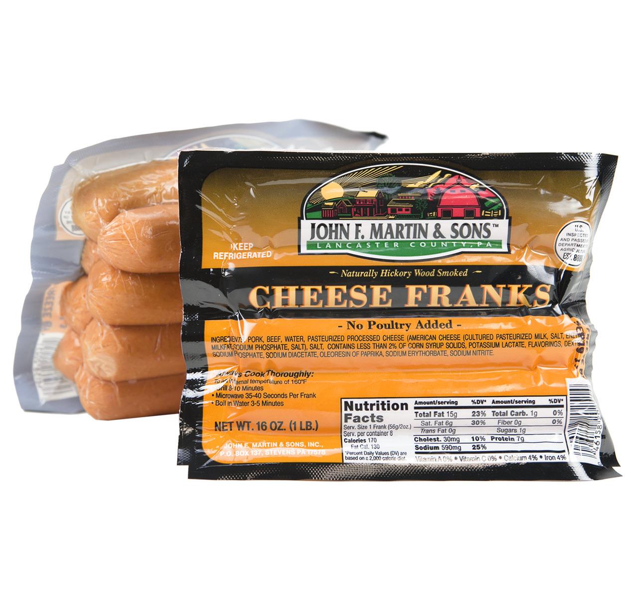 John F Martin Cheese Franks 12/1lb