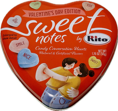 Sweet Notes Candy Confectionery Hearts Tin 12/1.76oz