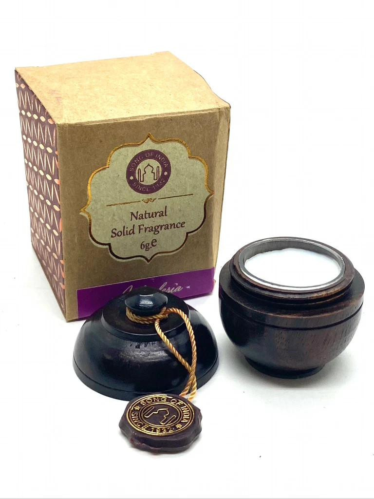 Song of India Solid Perfume in Hand-Carved Rosewood Jar