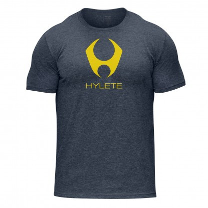 HYLETE stacked tri-blend crew tee (vintage navy/atomic yellow) - Battle ...