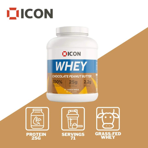 ICON NUTRITION GRASS FED IRISH WHEY PROTEIN POWDER 2.27KG(71serv) (WHEY ...