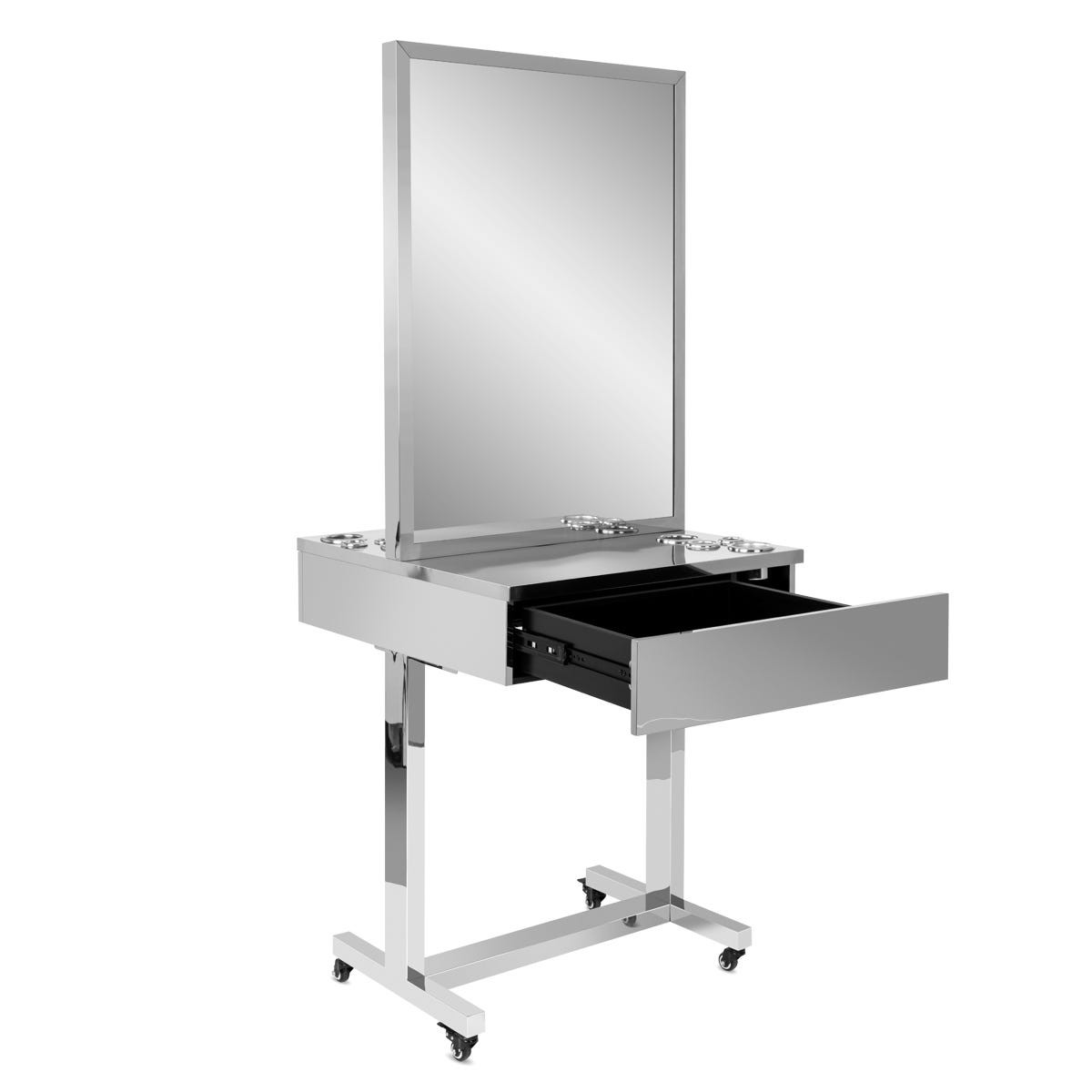 Endeavor Mobile Double Sided Salon Styling Station in Stainless Steel ...