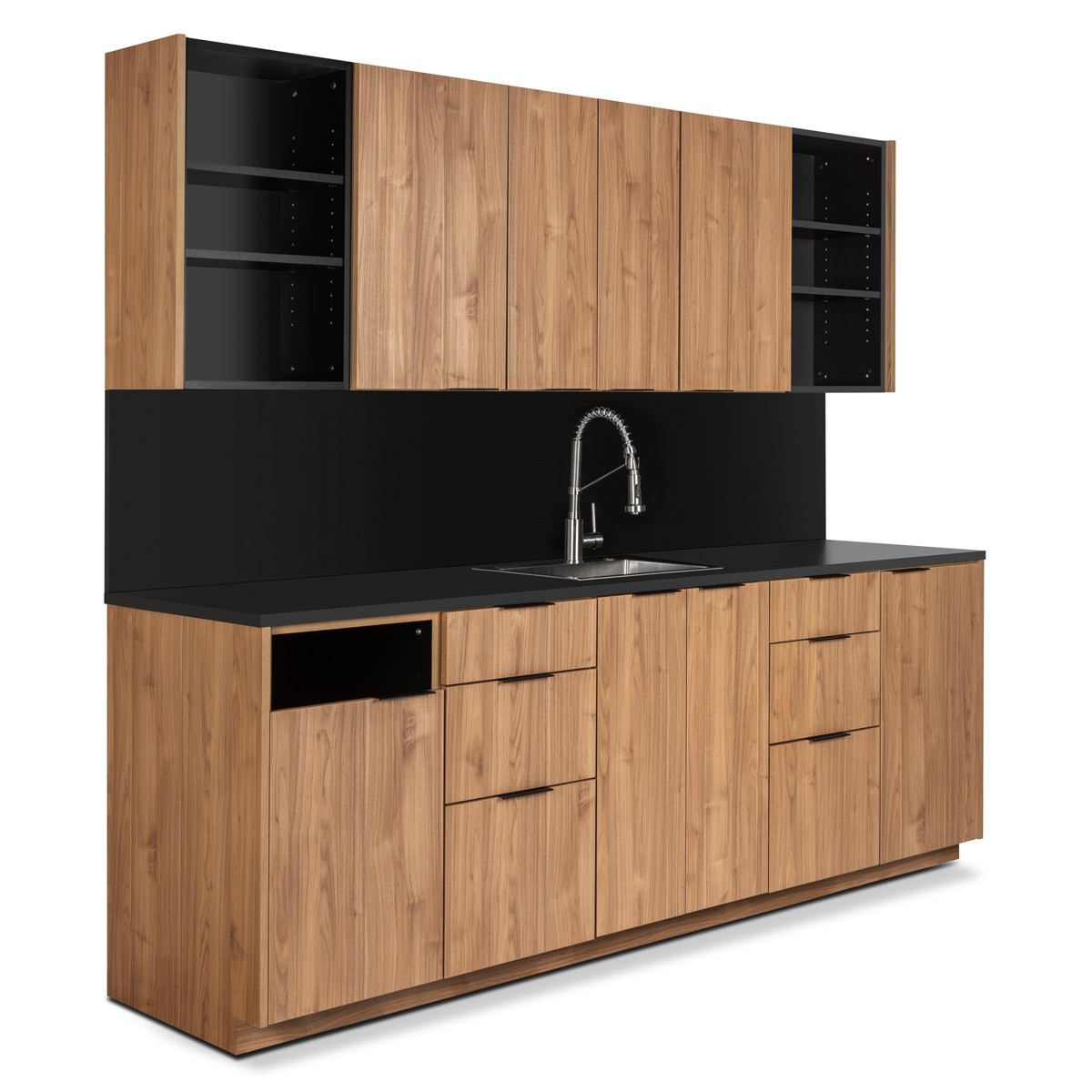 Modera Color Bar Cabinet Set with Sink, Open Shelves, & Bin Opening ...