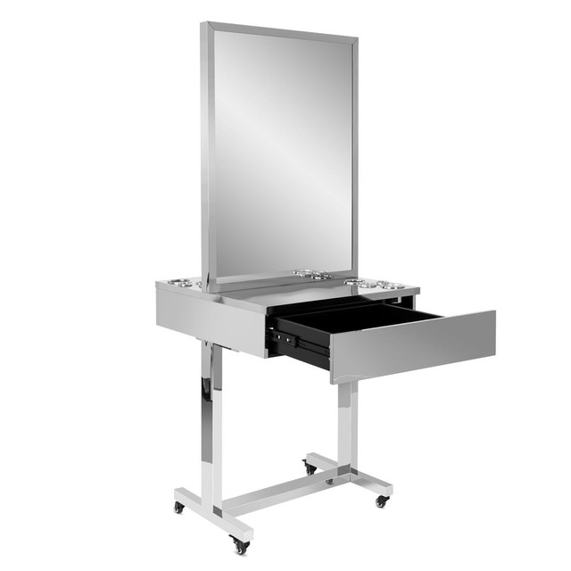Endeavor Mobile Double Sided Salon Styling Station in Stainless Steel ...