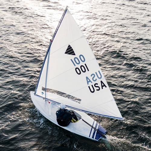 Laser Performance Sunfish, Ice Blue, Navy Coaming