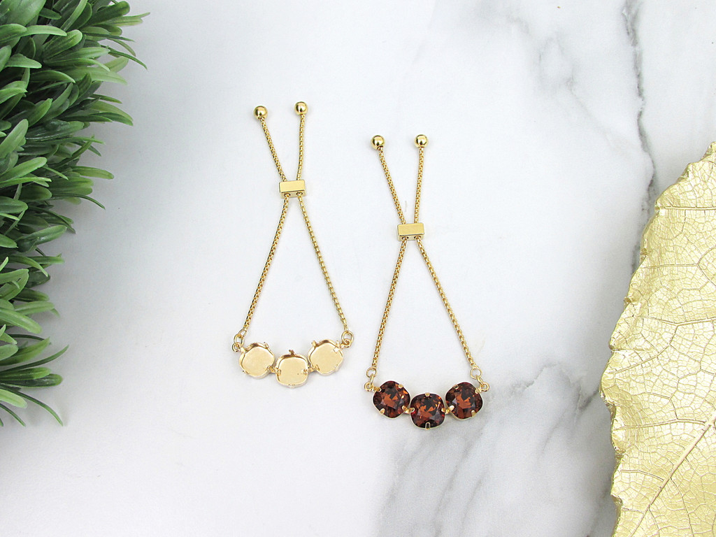 Slider Bracelet | 12mm Square Three Setting