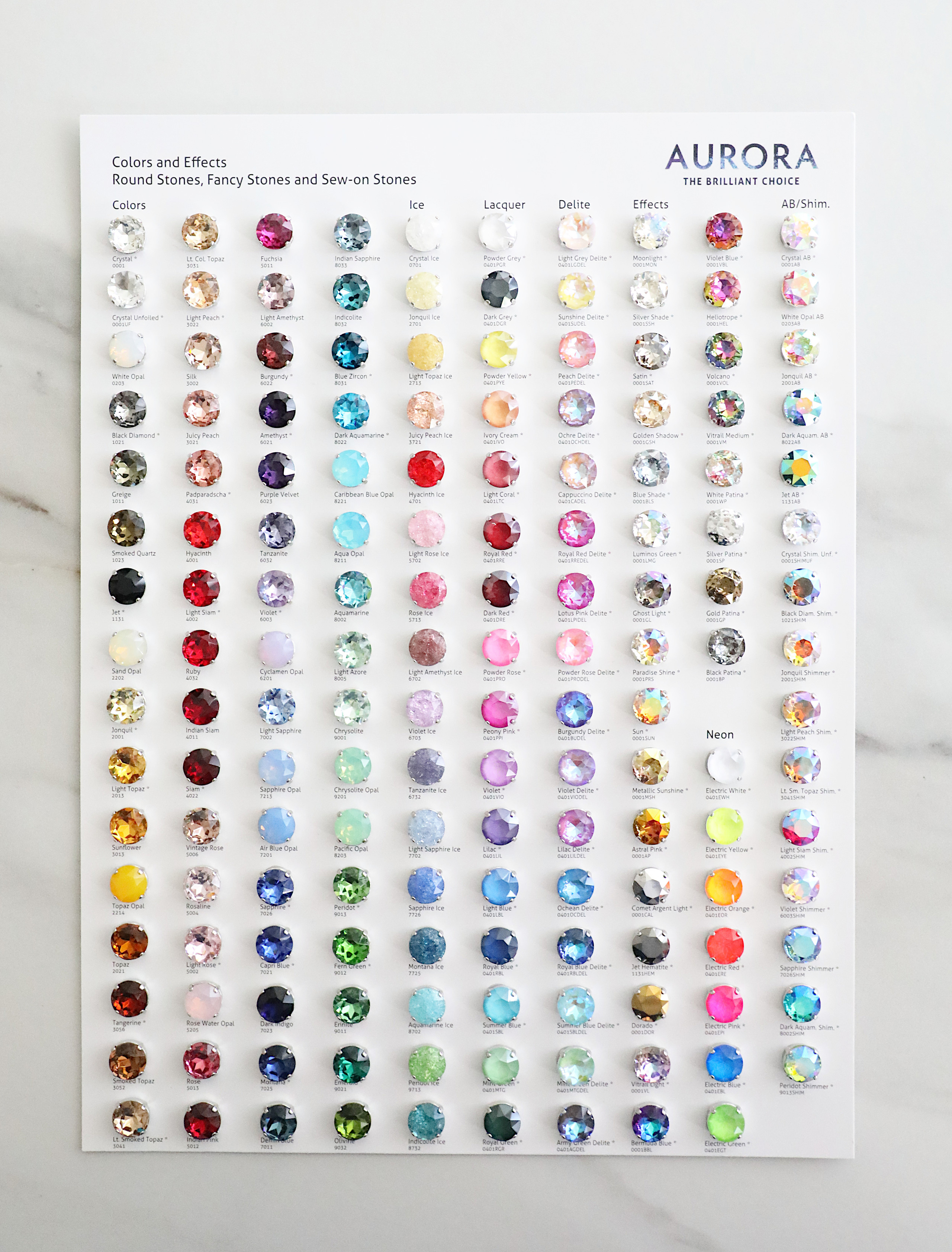 Aurora Color Chart