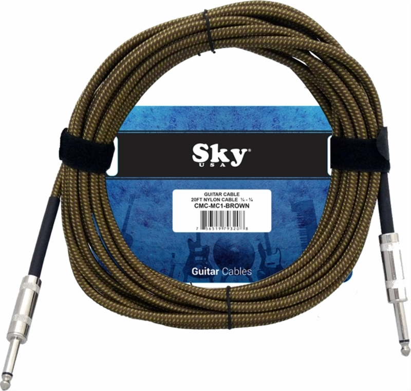 Sky Instrument Cable - 20' , Brown - The Music Mart