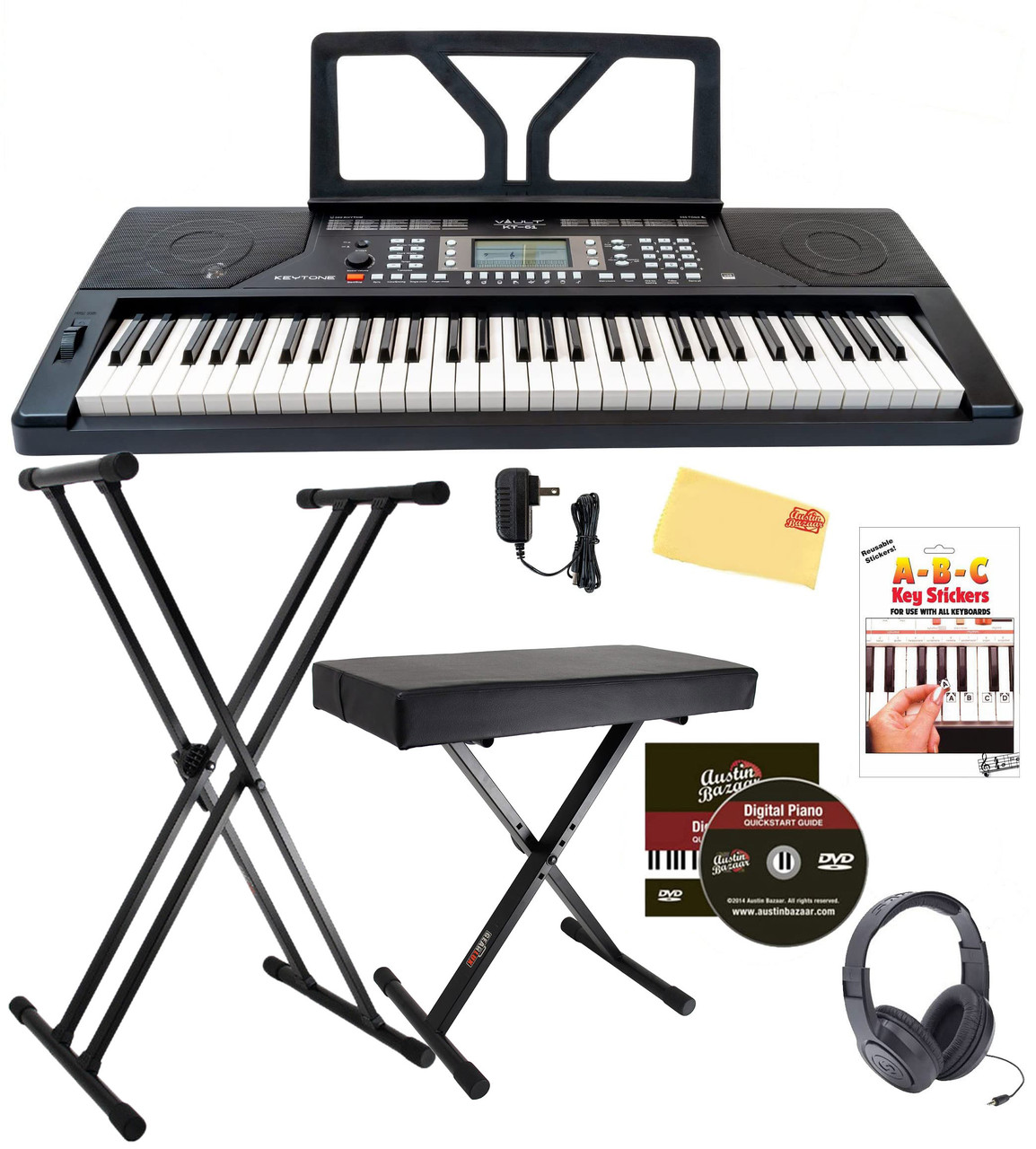 Vault KT-61 Keytone Touch Sensitive 61-Key Electronic Keyboard - Black ...