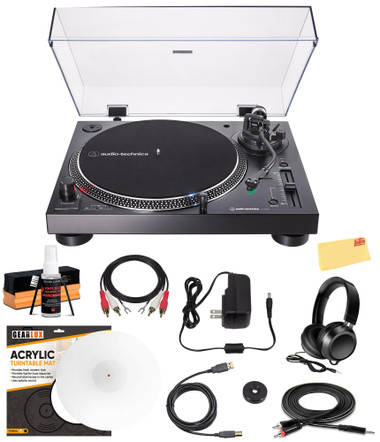 Audio-Technica AT-LP120XUSB Direct-Drive Turntable - Black w/ Headphones
