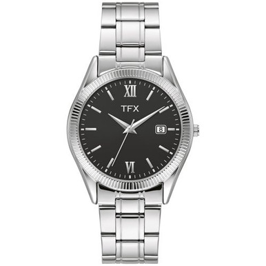 Men's TFX by Bulova Silver-Tone Stainless Steel Watch, Black Dial - Fat ...