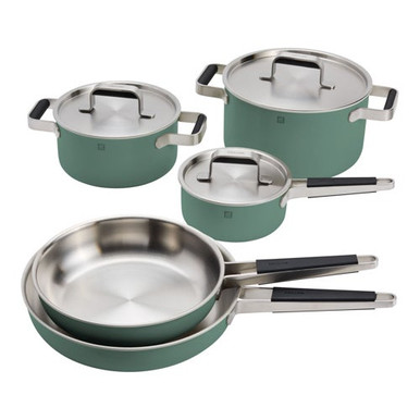 Pure 8pc Stainless Steel Cookware Set Green - Fat Cats Fun PIA Products