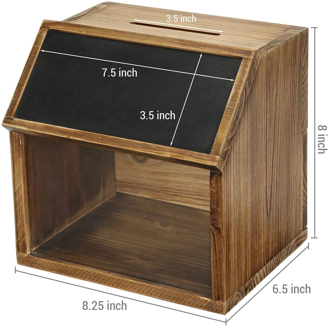BURNT SOLID WOOD LOCKING SUGGESTION/DONATION/BALLOT BOX WITH CHALKBOARD ...