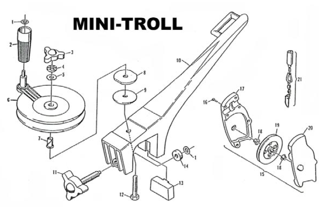 Order Cannon Mini-Troll Downrigger Parts (pre 2007 models)