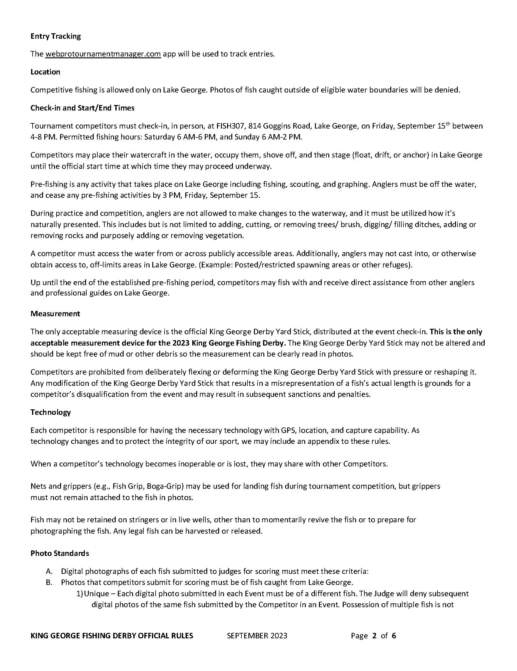 2023 King George Derby Official Rules