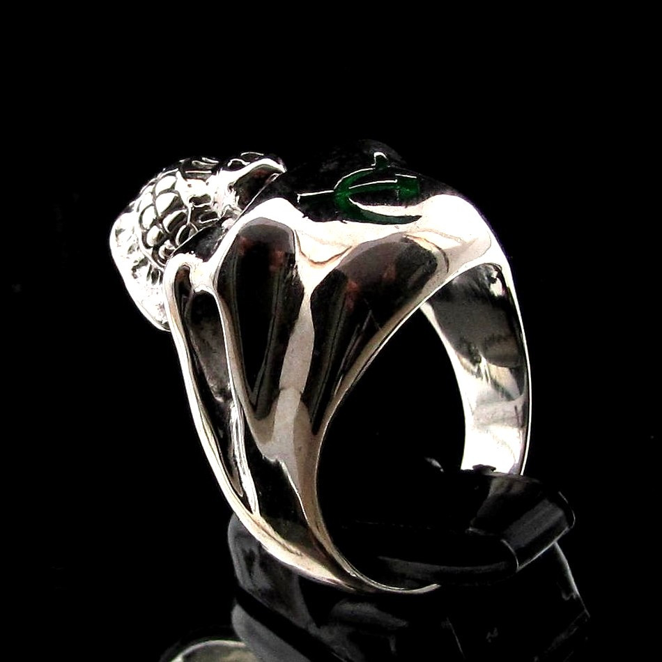 Sterling silver Skull ring Hammer and Sickle Communist symbol in Green ...