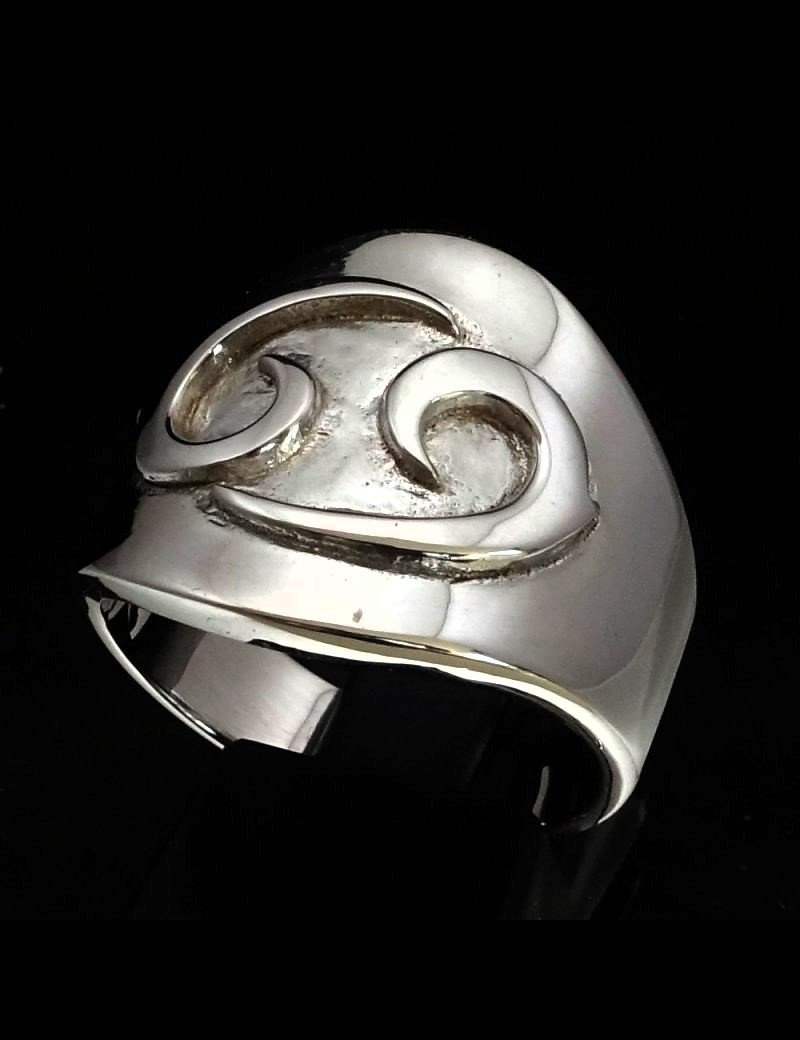 Sterling silver ring Cancer Zodiac symbol high polished 925 silver