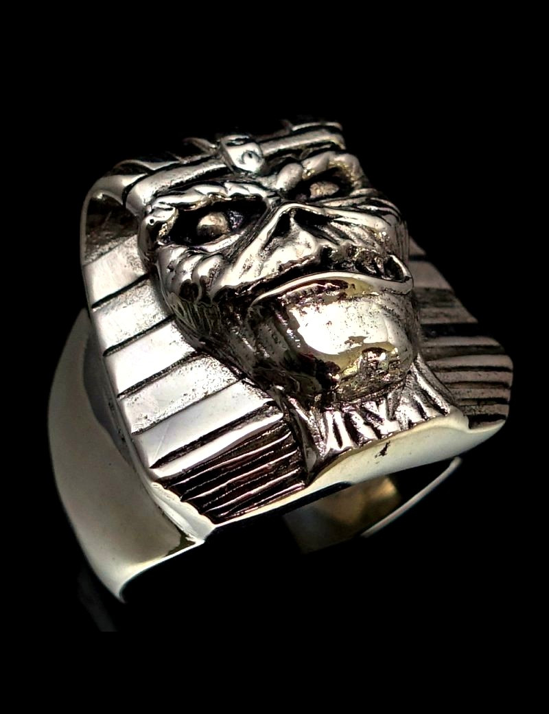 Sterling silver Skull ring Pharaoh Mummy ancient Egypt Sphinx high ...