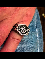 Sterling silver Wicca ring Triple Moon Pentagram Celtic Pagan symbol ...