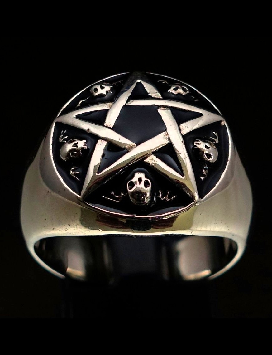 Round Sterling silver Pentagram ring Celtic symbol Occult Star with ...