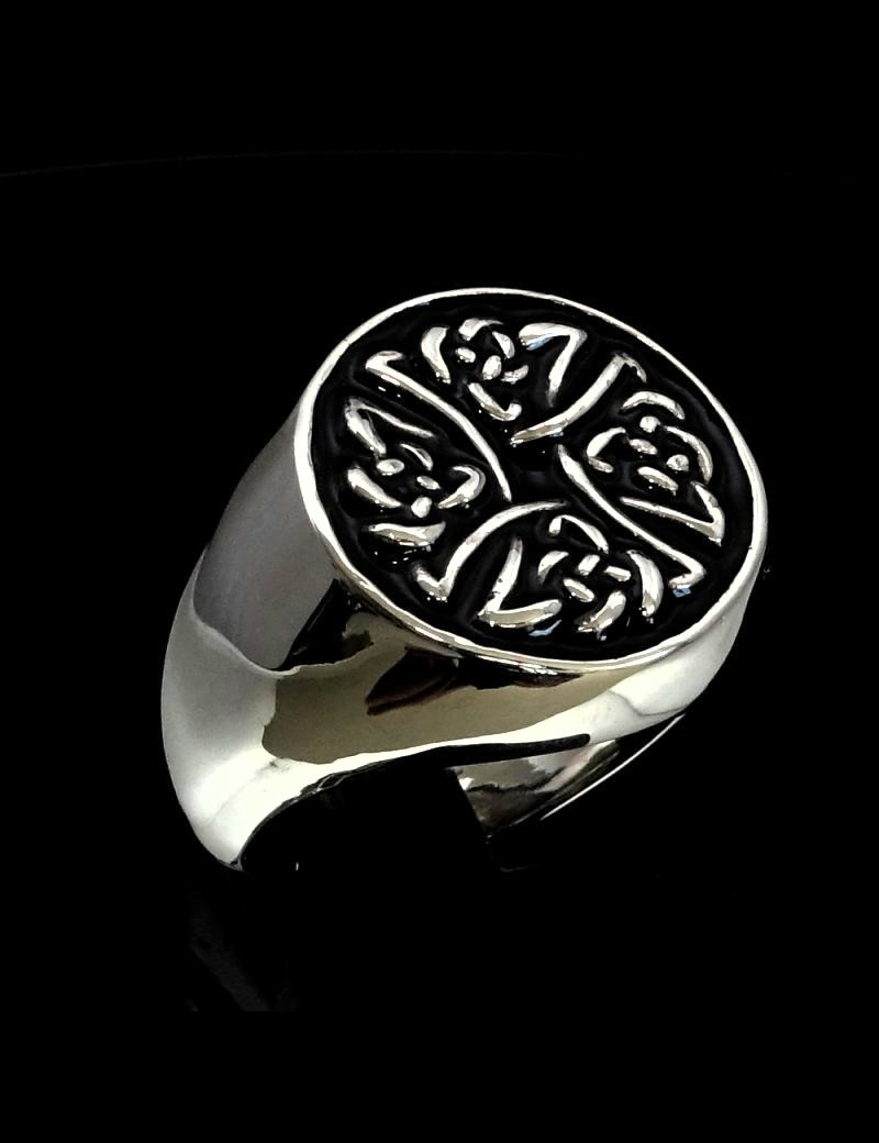 Sterling silver ancient symbol ring Birgit's Cross Celtic knot with ...