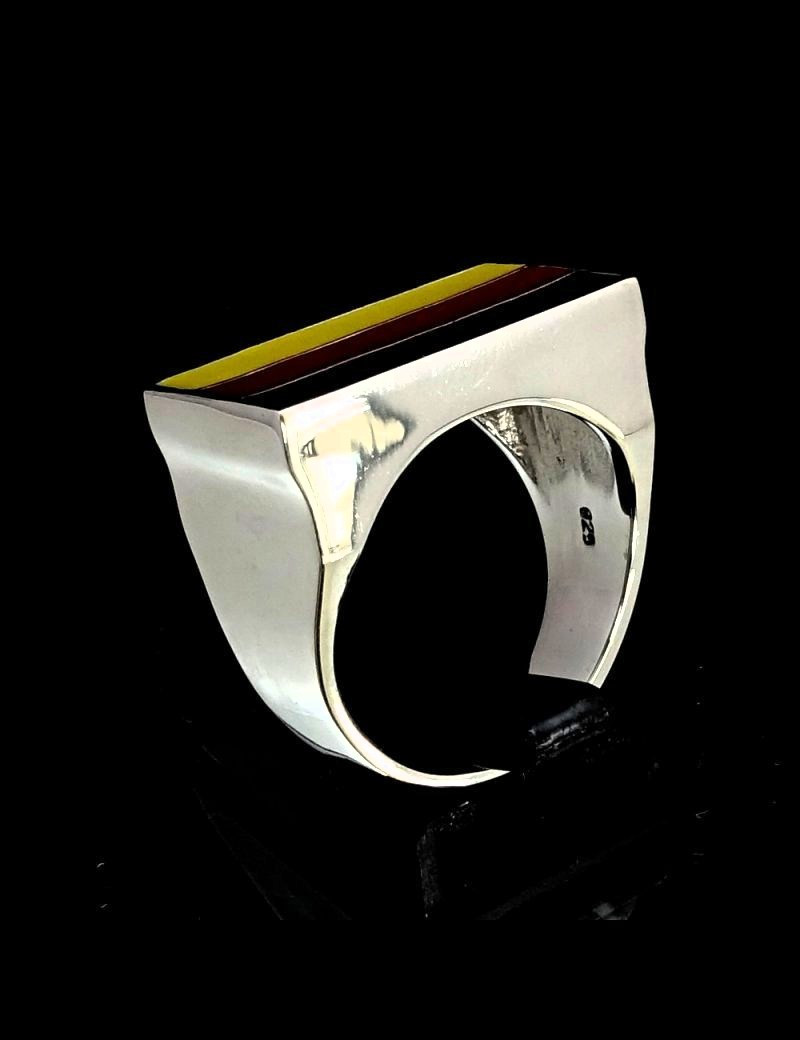Sterling silver German Flag ring Germany with Black Red and Yellow ...