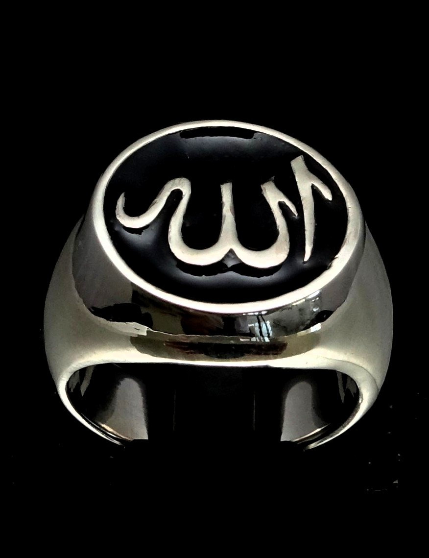 Sterling silver initial ring Arabic letter Nun Nuun Nonou Thaana symbol ...