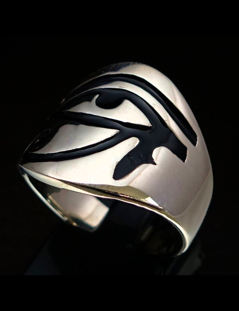 Sterling silver ring Eye of Ra Horus ancient Egypt symbol in Black ...