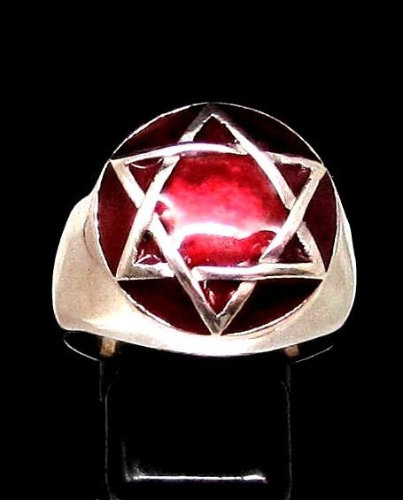 Sterling silver Hexagram symbol ring Hebrew Star of David Retro style ...