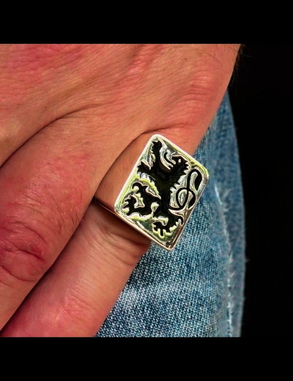 Sterling silver men's Flag ring Scottish Lion coat of arms Scotland in ...