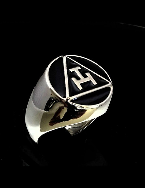 Sterling silver Freemasonry symbol ring Triple Tau Royal Masonic Arch ...