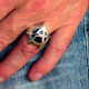 Sterling silver men's ring Anarchy Punk symbol UK with Black enamel ...