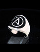 Sterling silver Atheist ring Anti Religion symbol with Black enamel ...