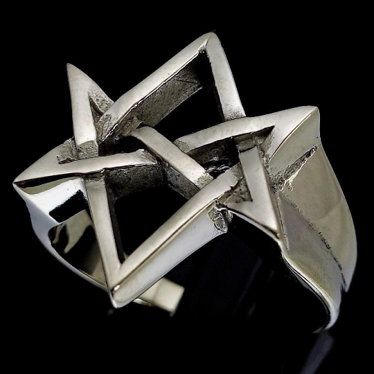 Sterling silver ancient symbol ring Aquarian Star Atlantis Unicursal ...