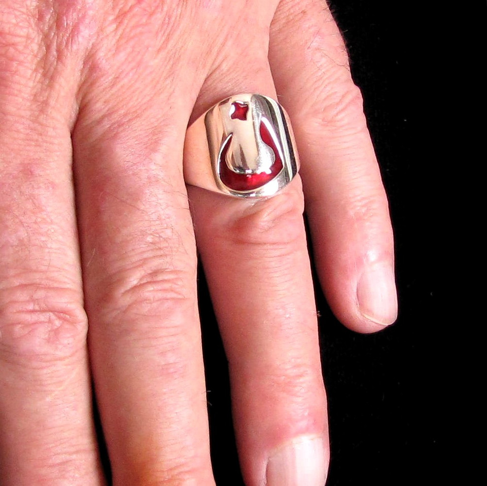 Sterling silver initial ring Arabic letter Nun Nuun Nonou Thaana symbol ...