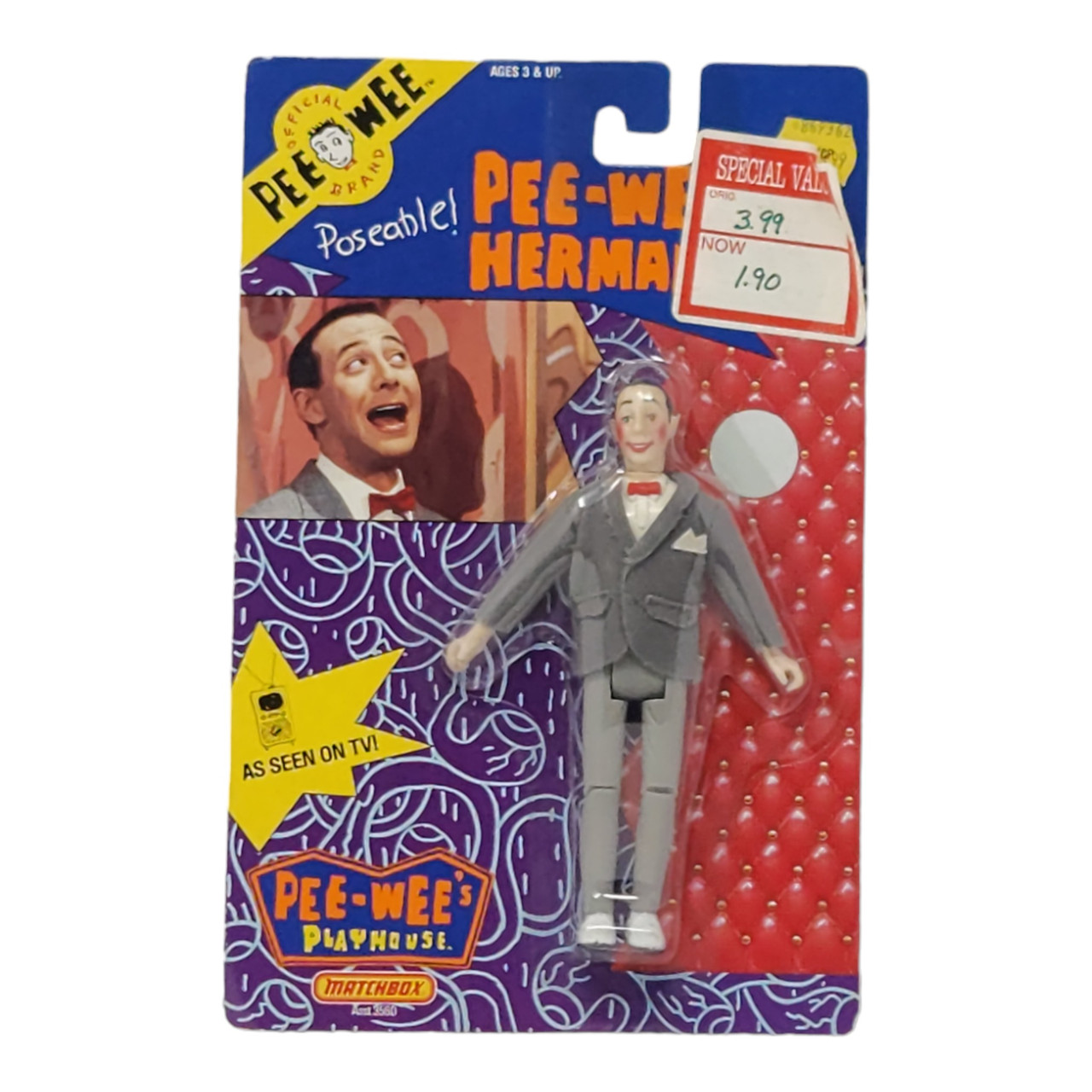 Vintage 1988 Matchbox Pee-Wee Herman Action Figure - Poseable Toy