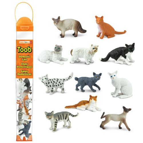 Domestic Cats TOOB® – Mini Cat Breed Figure Set for Play & Learning