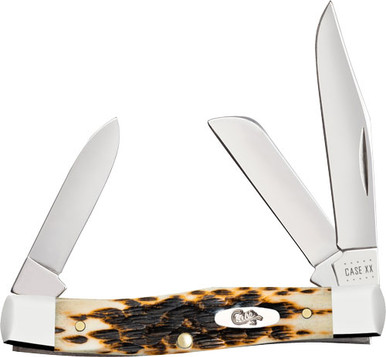 Case Knives Amber Bone Peach - Seed Jig Medium Stockman - 00079C