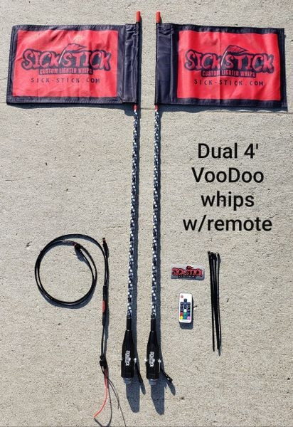 Polaris Ranger Dual VooDoo Lighted Whips W/ Remote by Sick Stick - SS ...